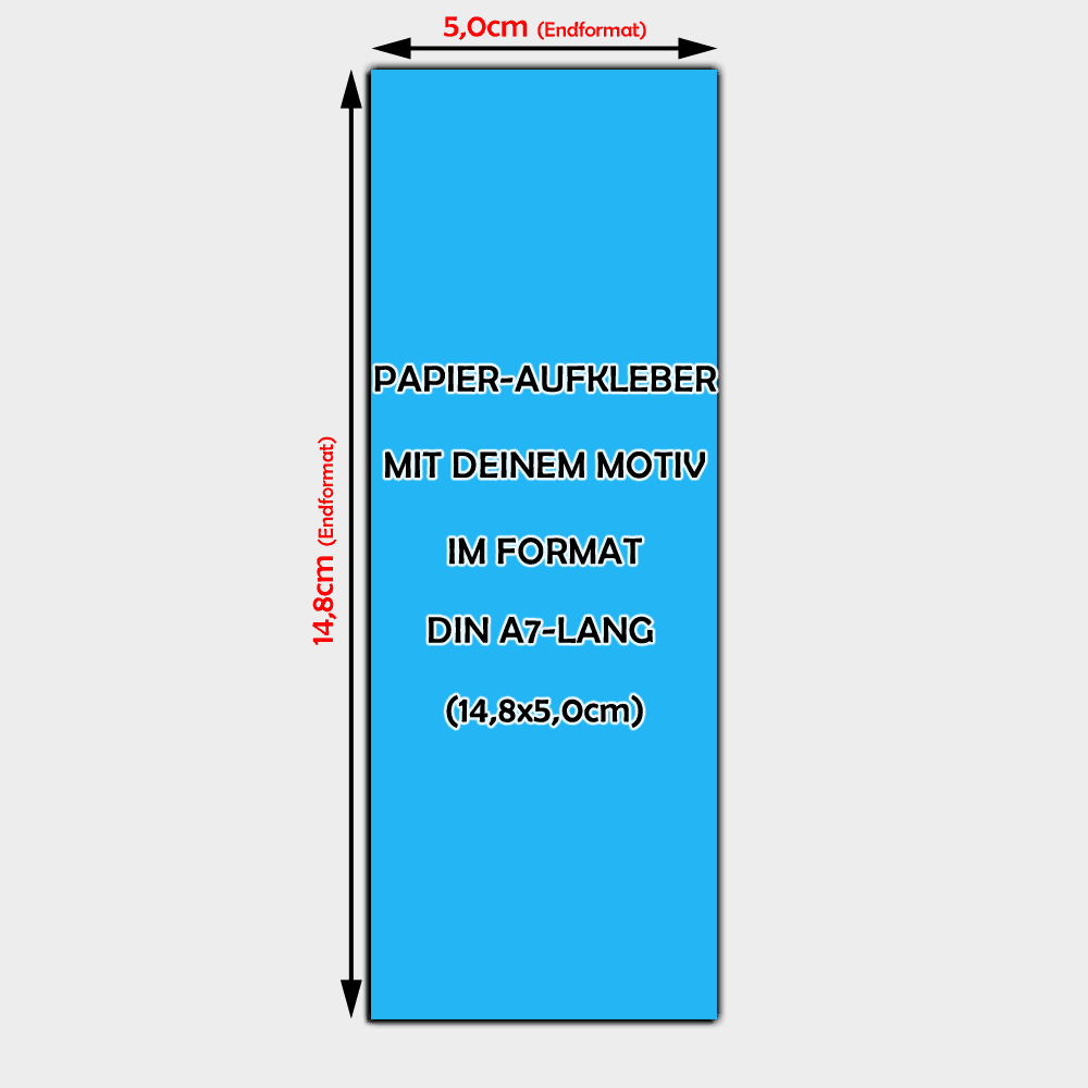 Papier-Aufkleber Din A7-Lang bestellen (14,8 x 5,0cm)