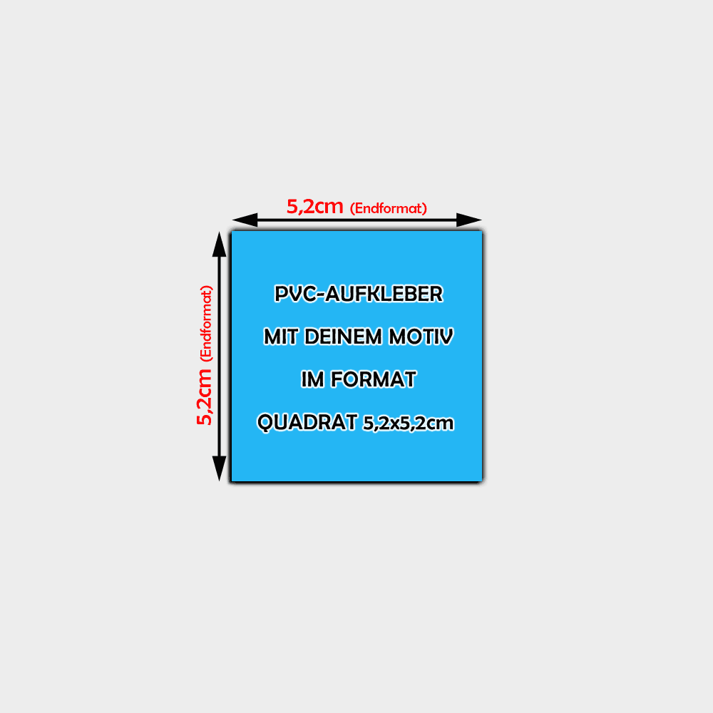 quadratische Aufkleber auf PVC-Folie gedruckt 5,2x5,2cm bestellen