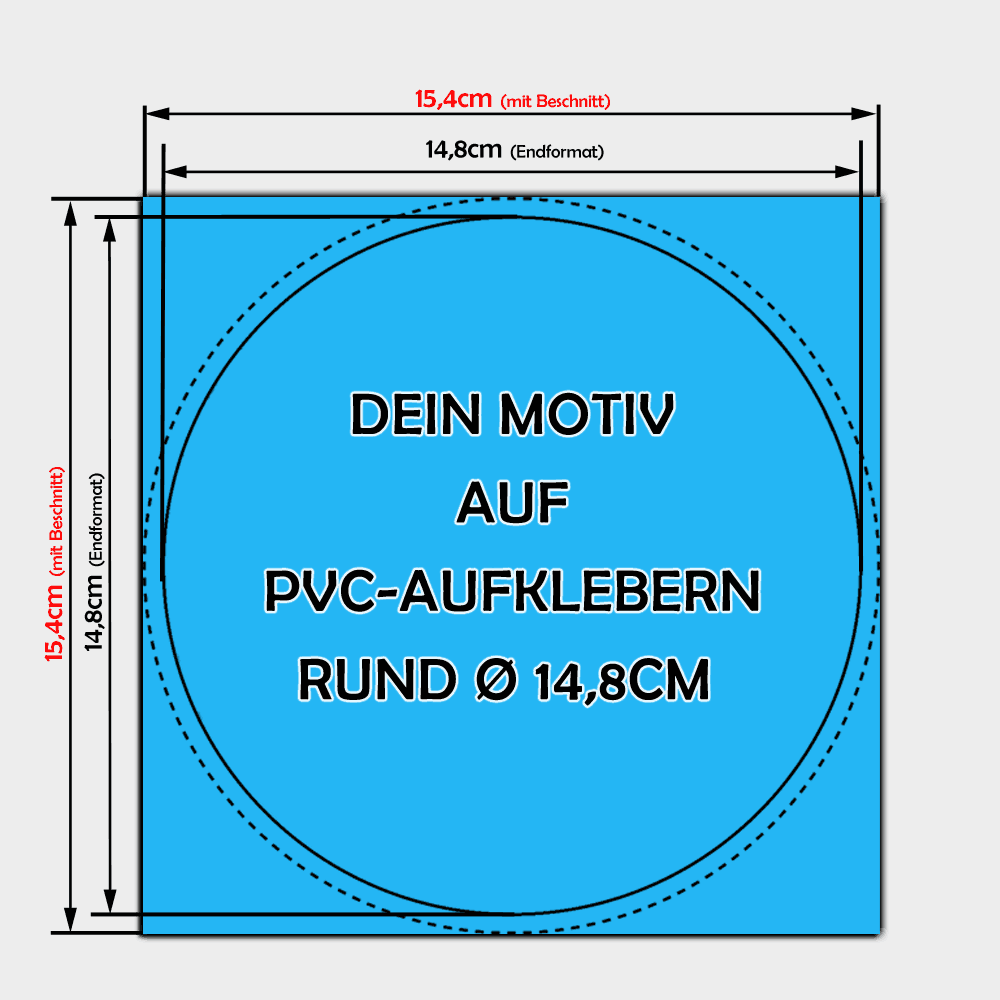 Runde PVC-Folien Aufkleber Ø 14,8cm - versandkostenfrei