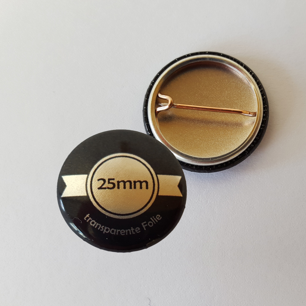 25mm silber Buttons bestellen (mit Nadel), versandkostenfrei