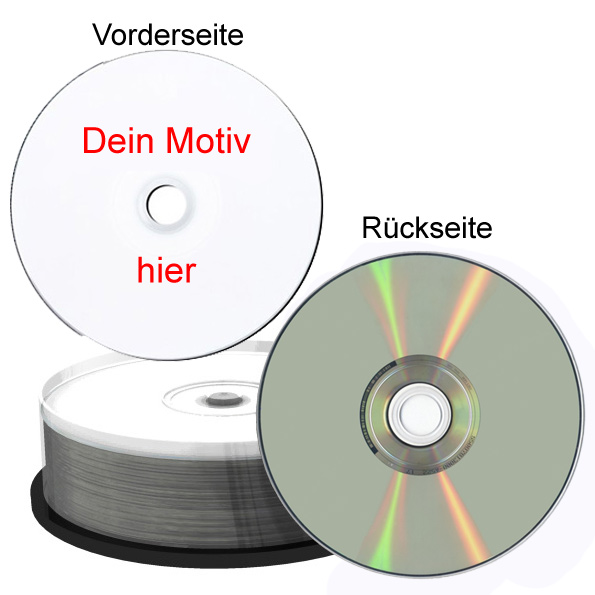 bedruckte CD Rohline mit silberner Brennseite - versandkostendrei